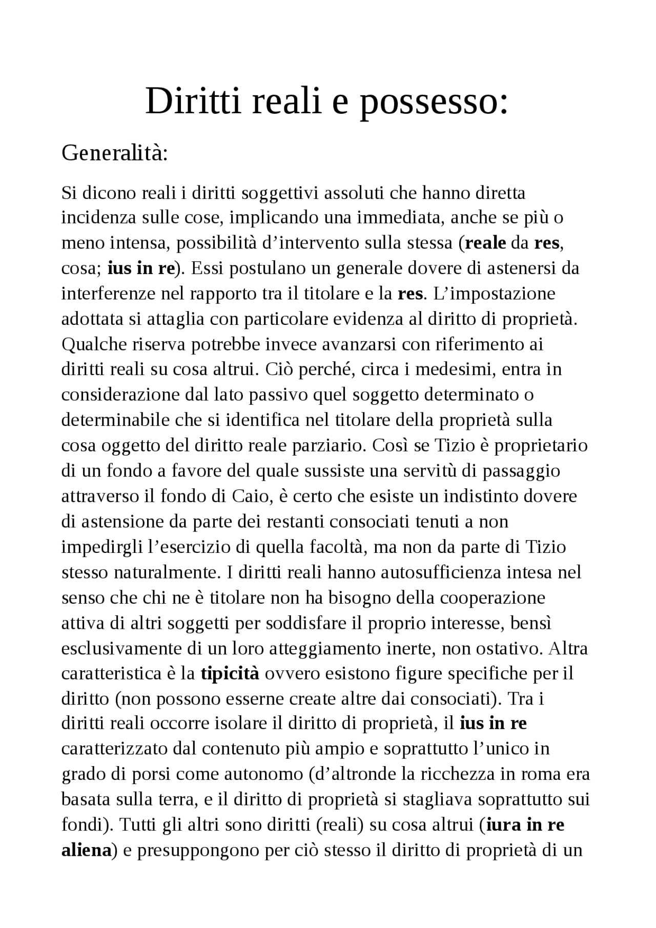 Diritto Romano Diritti Reali E Possesso Docsity