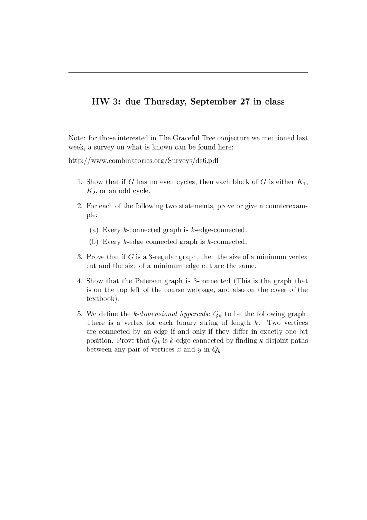 K Edge Connected Graph Graph Theory Homework Lecture Notes Theory