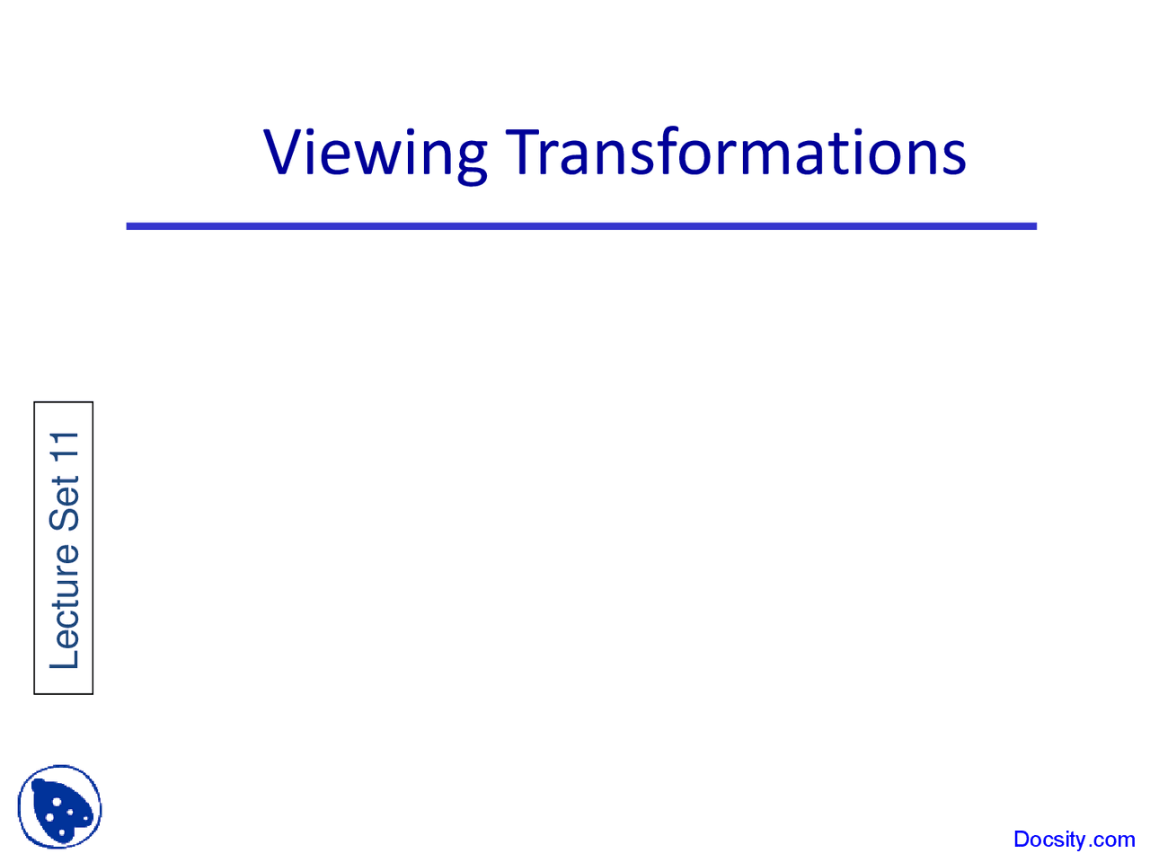 Viewing Transformations Introduction To Computer Graphics Lecture