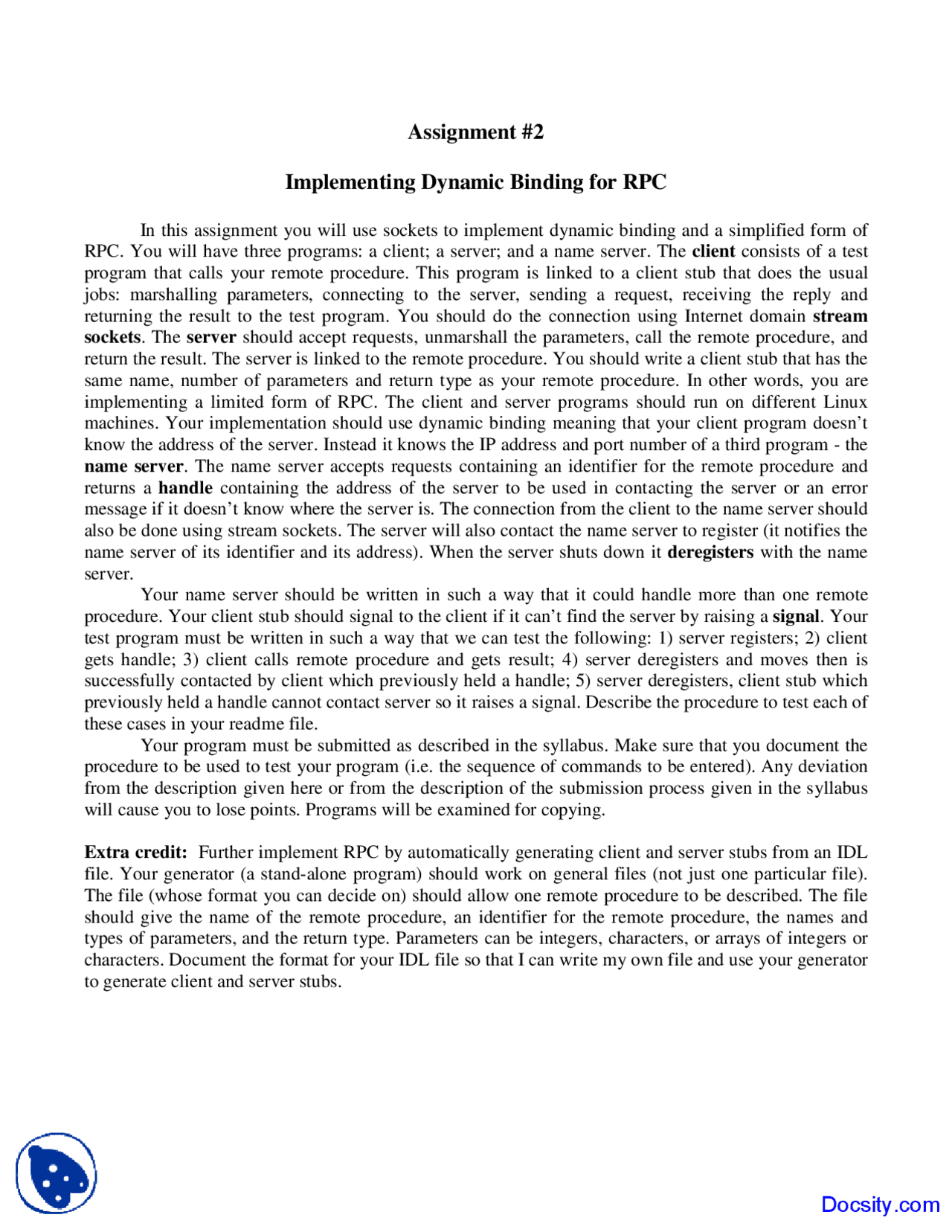 Implementing Dynamic Binding - Advanced Operating Systems - Assignment - Docsity