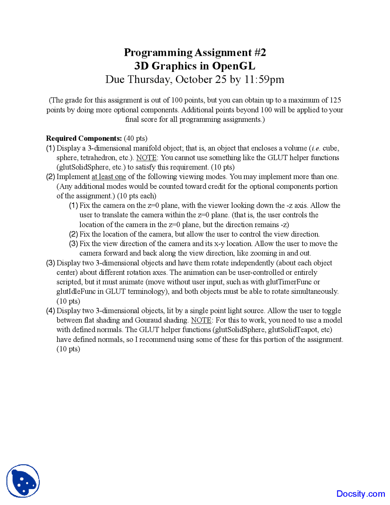3d Graphics In Opengl Introduction To Computer Graphics Assignment