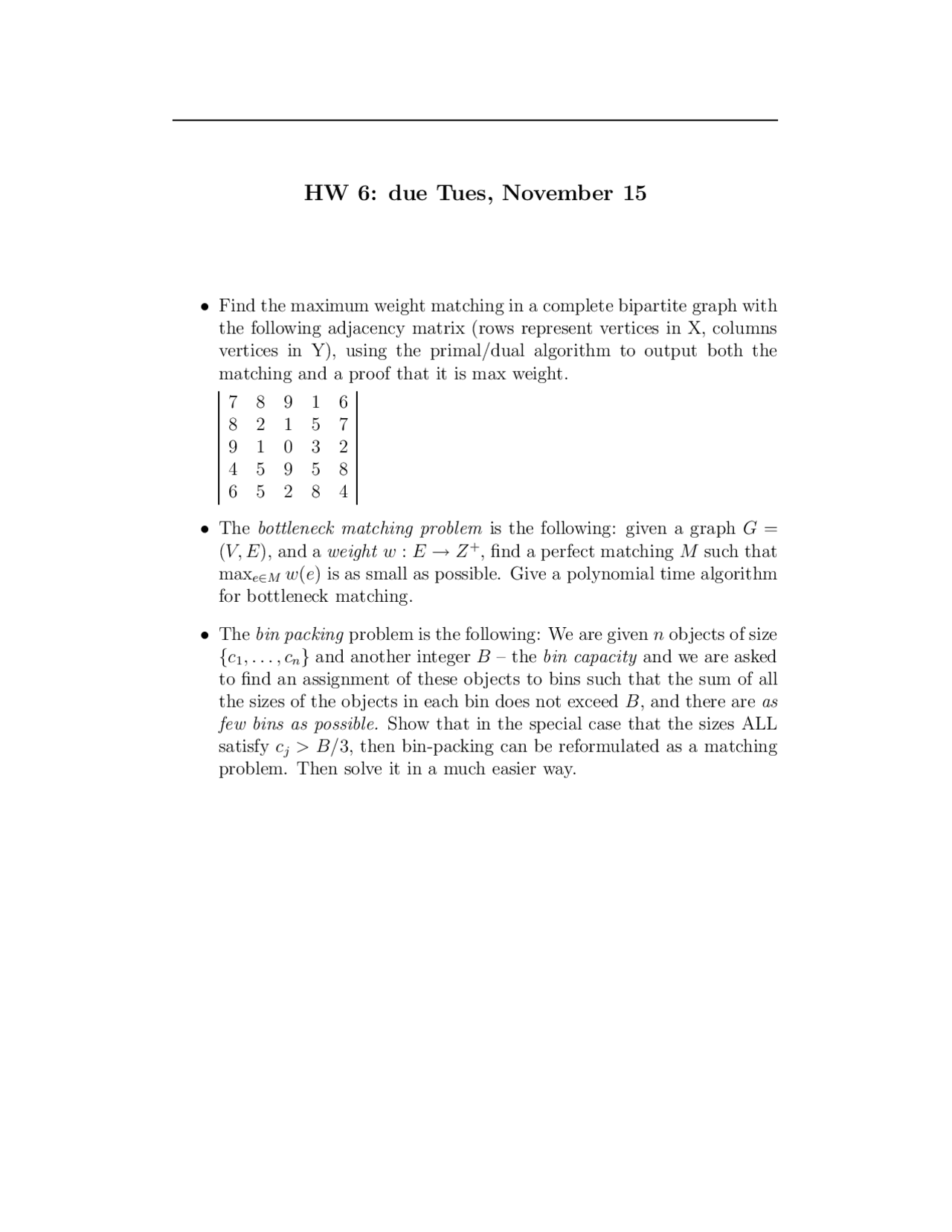 Maximum Weight Matching - Combinatorial Optimization - Homework ...
