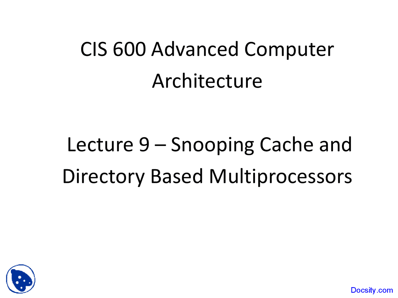 MESI Cache Coherence Protocol and Directory Based Multiprocessors | Slides Computer Architecture ...