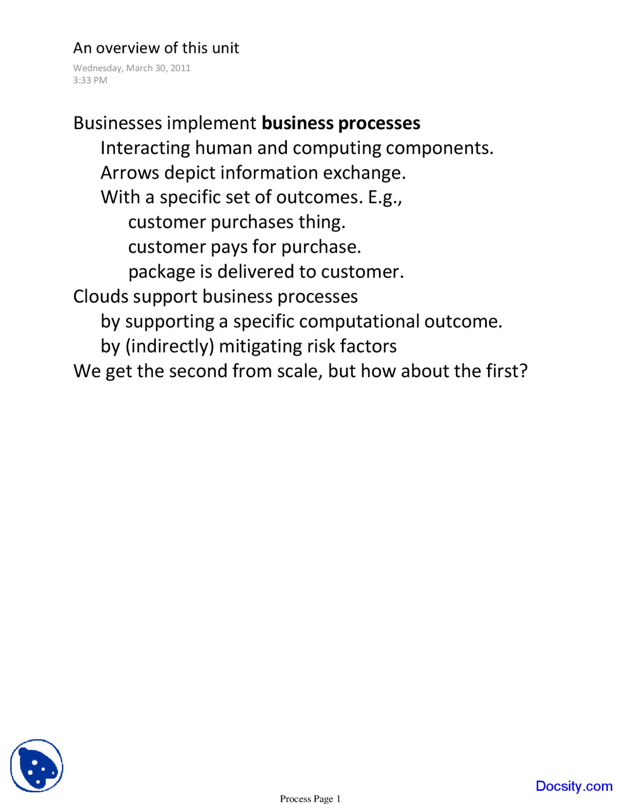 Business Processes Clouds And Power Aware Computing Lecture Notes