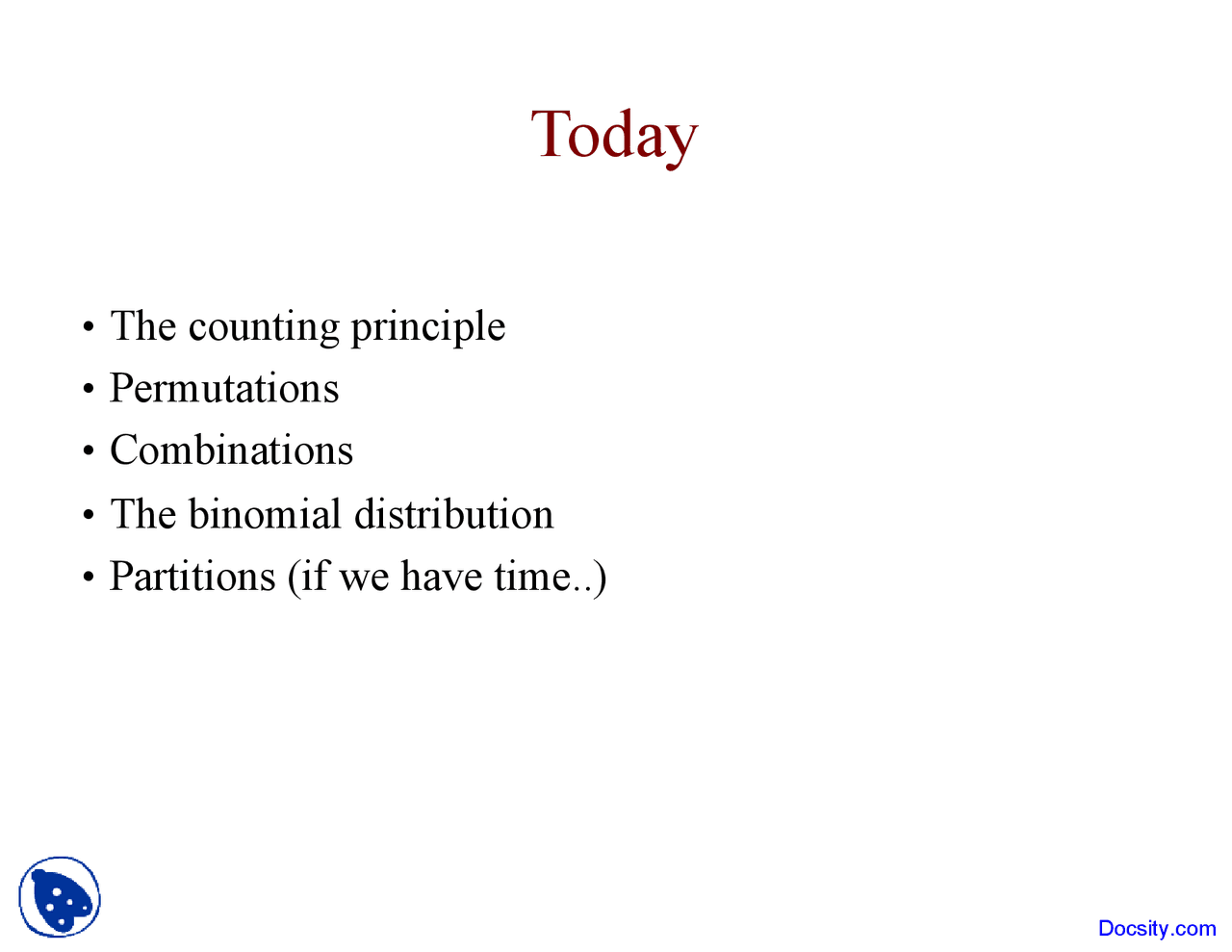 Counting Principle - Computer System Modeling Fundamentals - Lecture ...