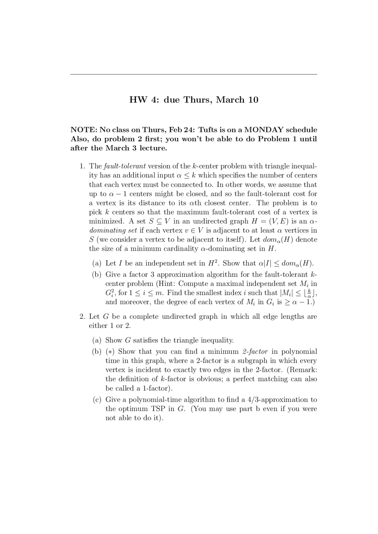 Fault Tolerant Version Advanced Algorithms Exam Docsity