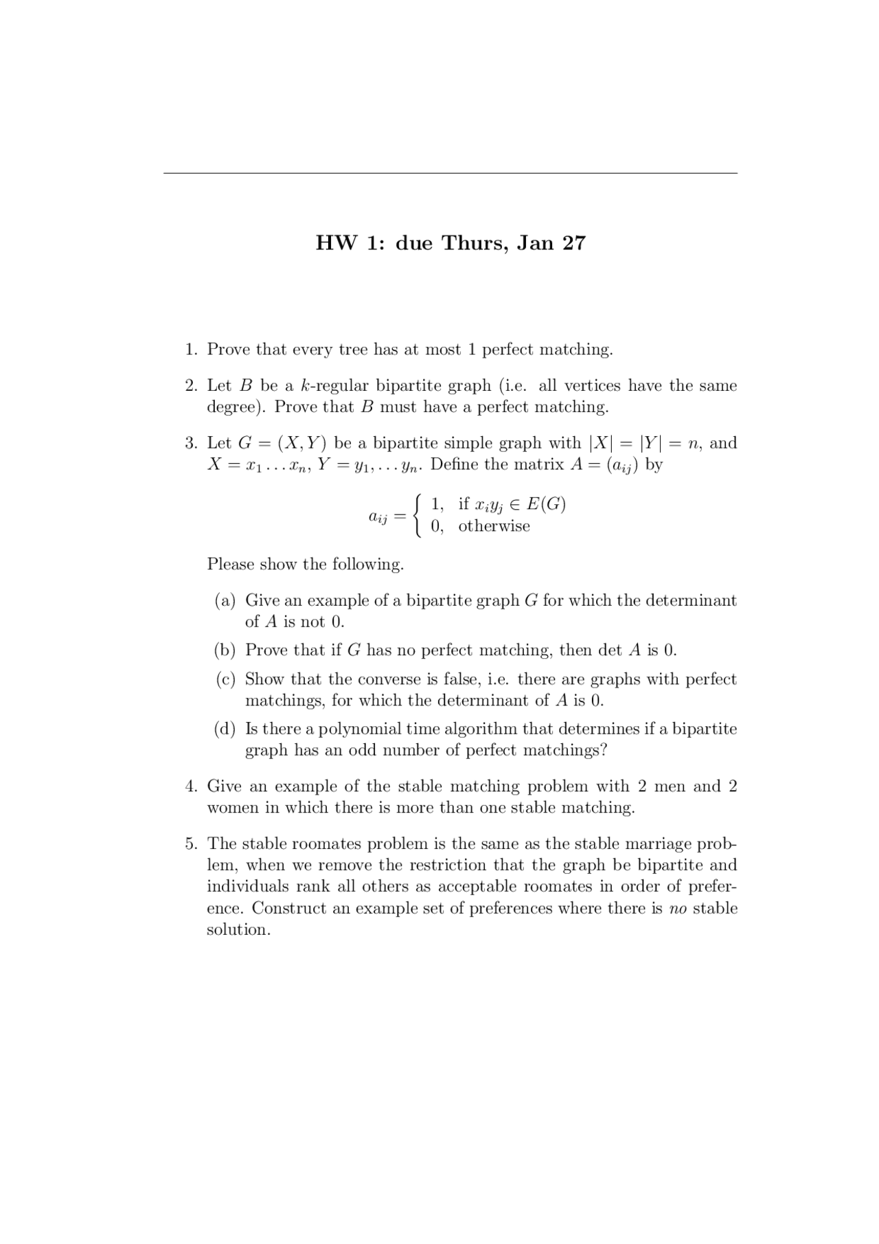 Perfect Matching Advanced Algorithms Exam Docsity