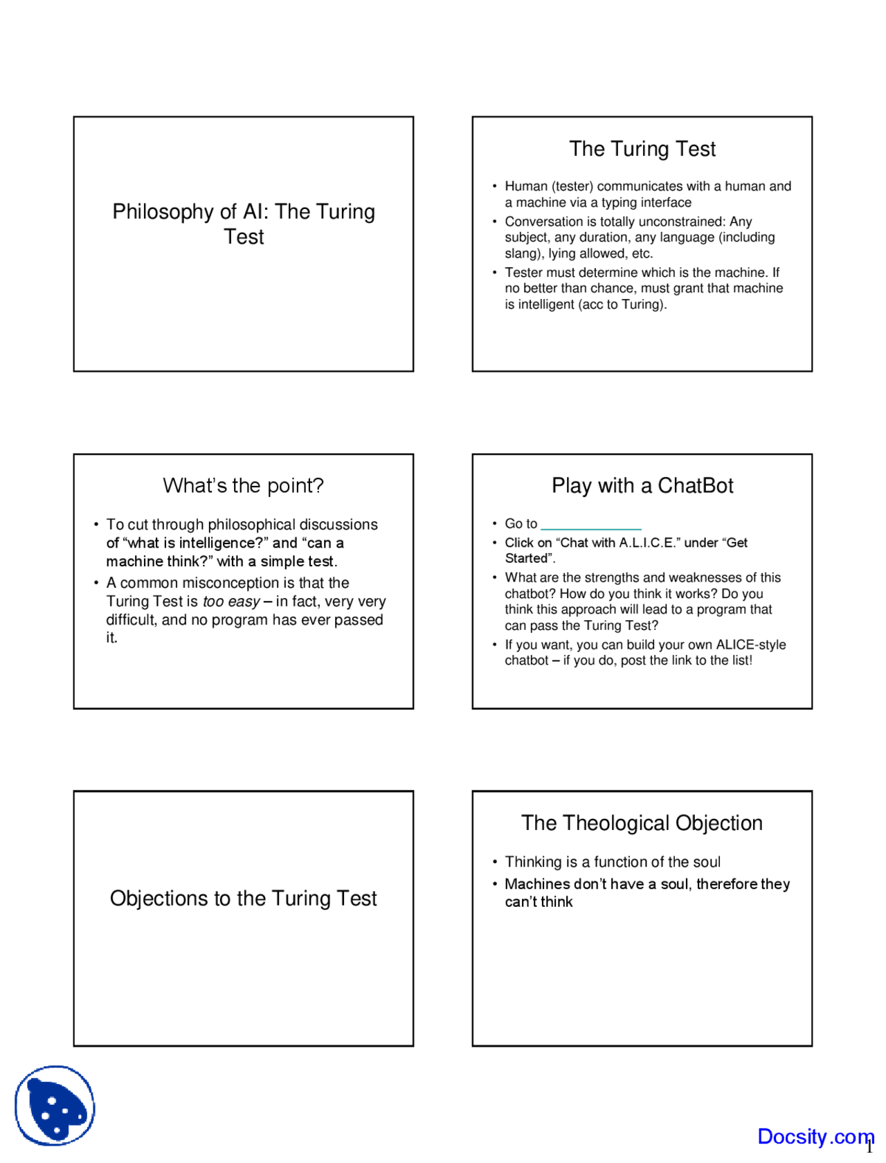 Philosophy Artificial Inteligence Lecture Slides Docsity