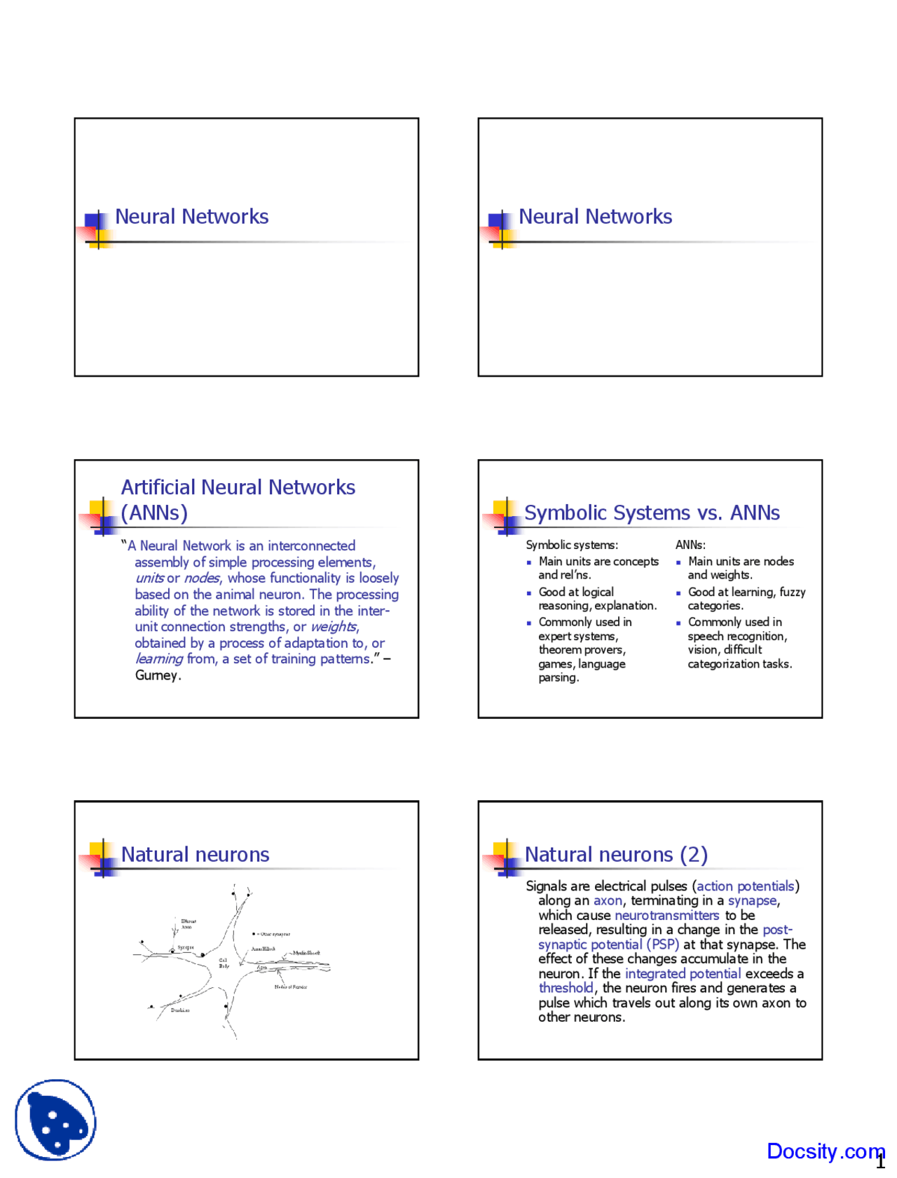Neural Networks Artificial Inteligence Lecture Slides Slides