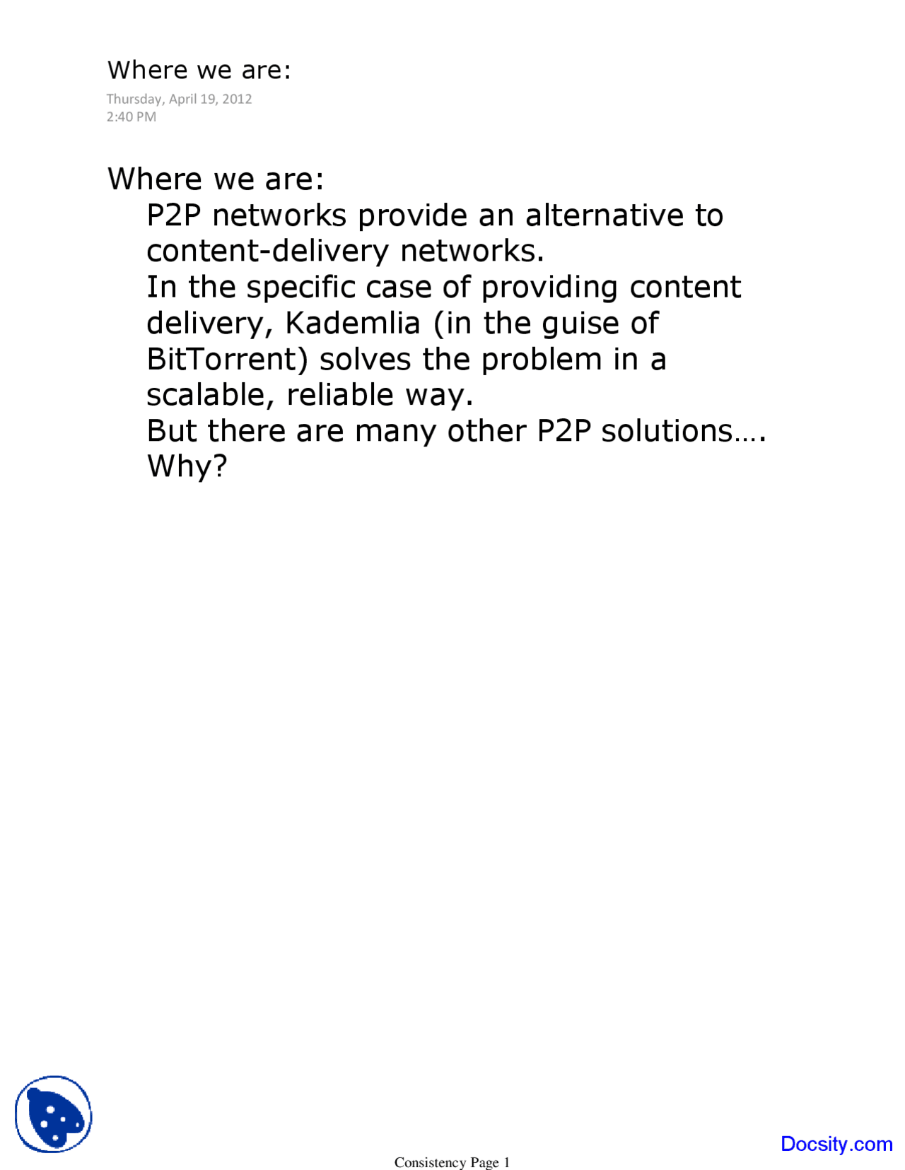 Consistency Computer Networks And Protocols Lecture Notes Docsity