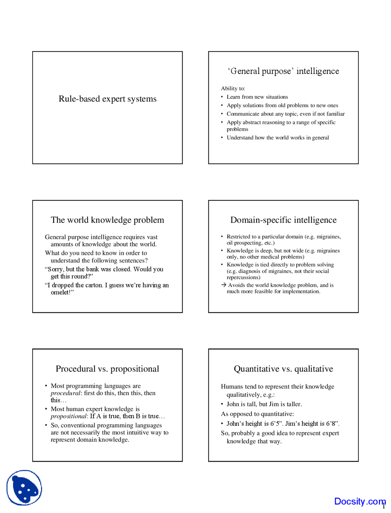 Rule Based Artificial Inteligence Lecture Slides Docsity