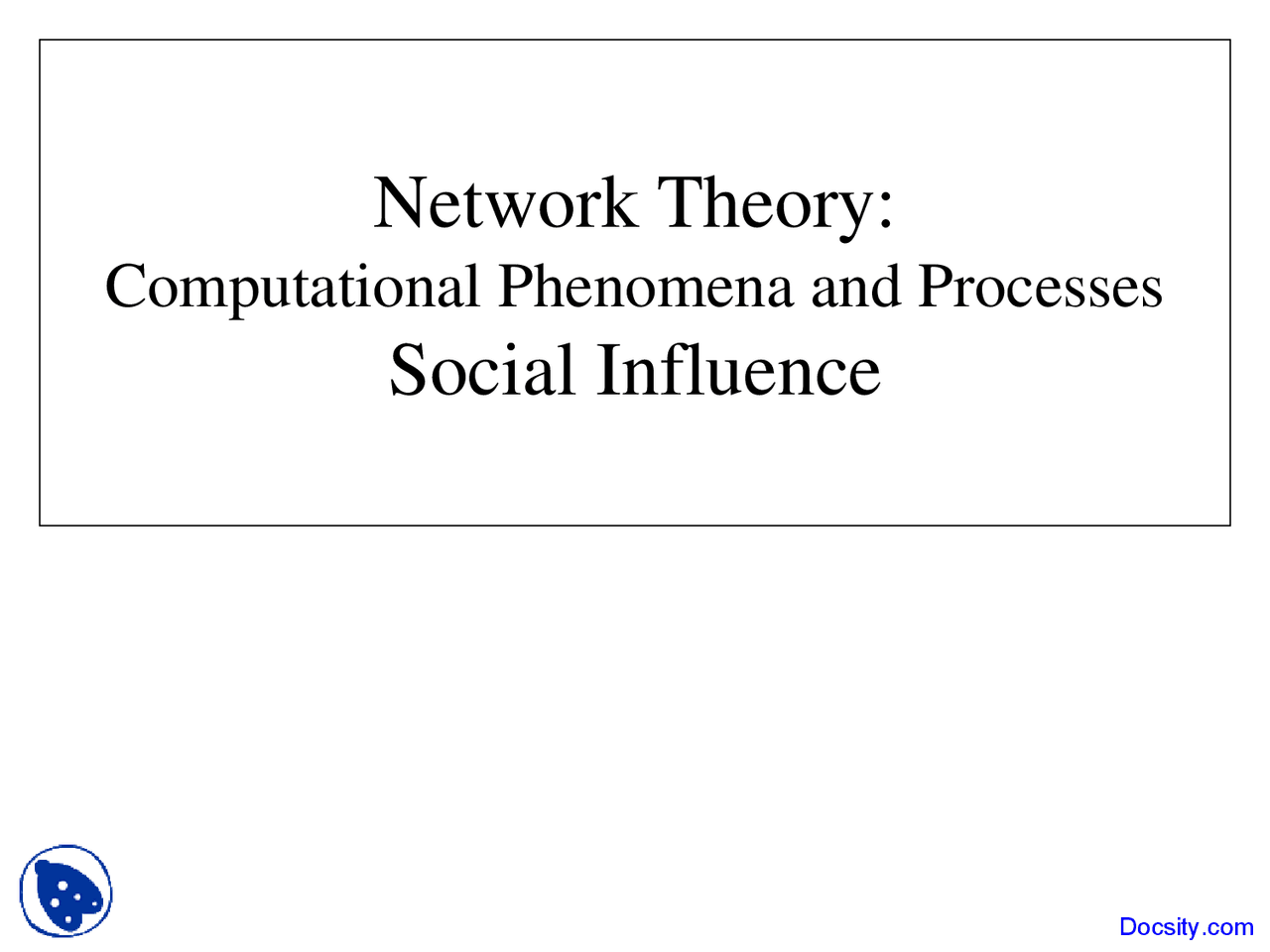 Power Network Theory Lecture Slides Docsity