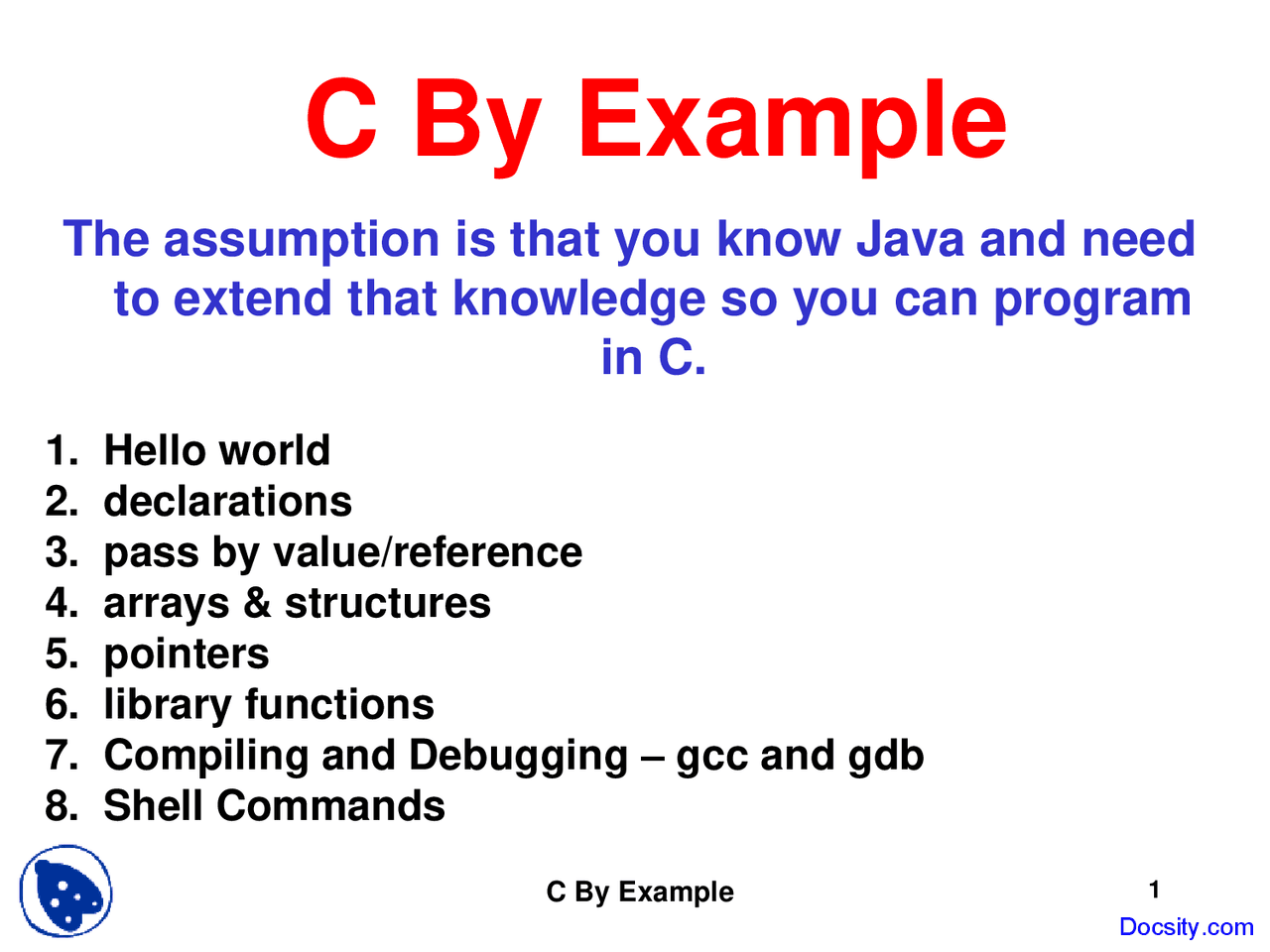 C By Example - Operating Systems, Distributed Computation - Lecture Slides - Docsity