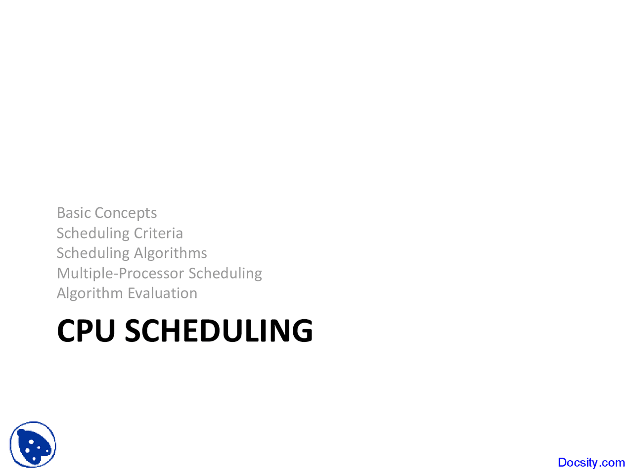 Cpu Scheduling Operating Systems Distributed Computation Lecture