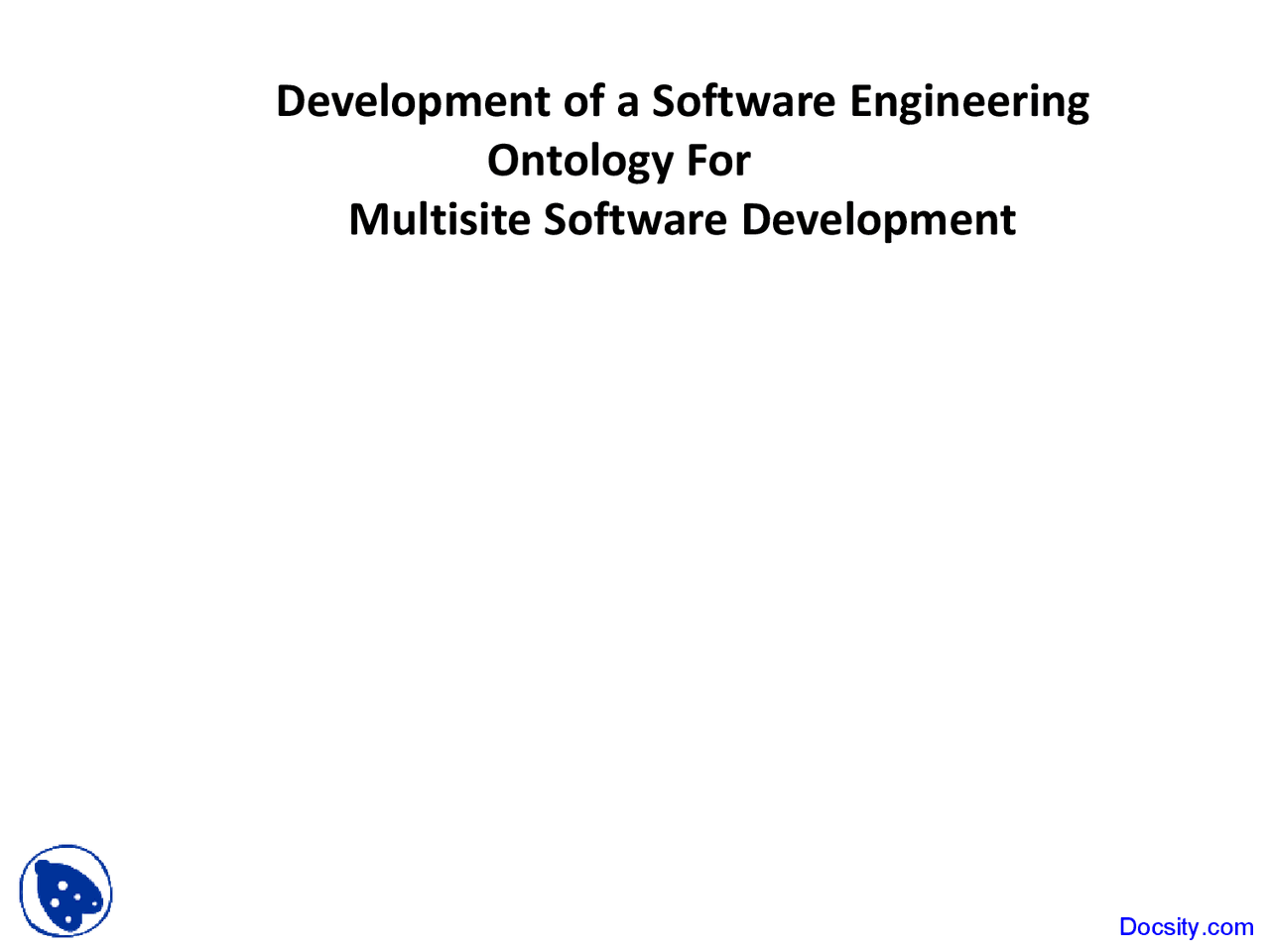Software Engineering Ontology - Computer and Information Science - Lecture Slides - Docsity