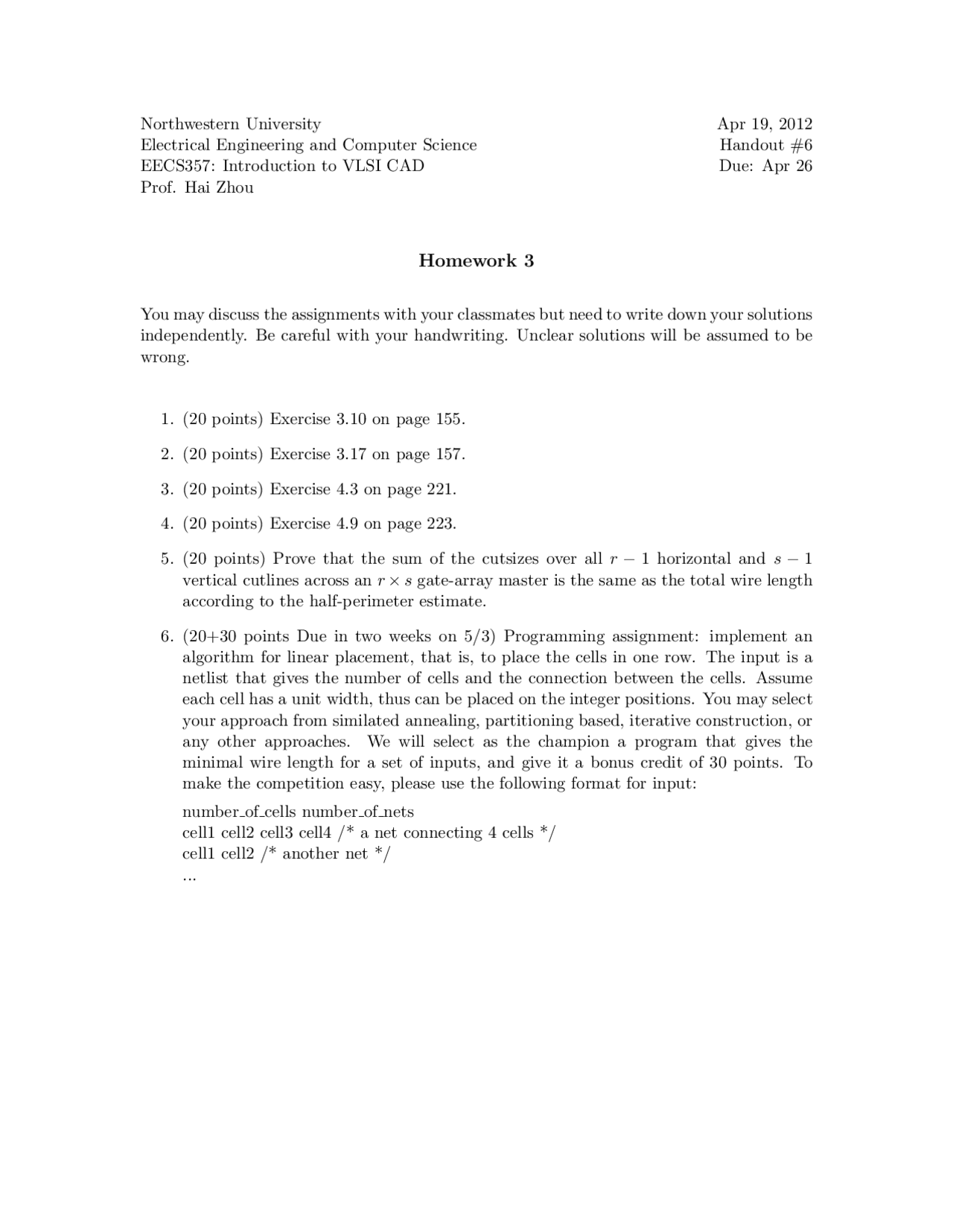 Vertical Cutlines Introduction To Vlsi Cad Homework Docsity
