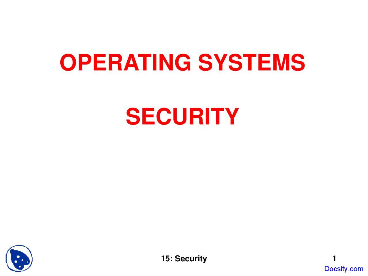 Security Operating Systems Distributed Computation Lecture Slides