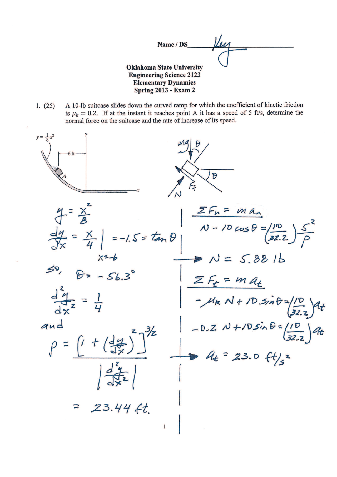 Elementary Dynamics Questions With Solved Answers Ensc 2123 Exams