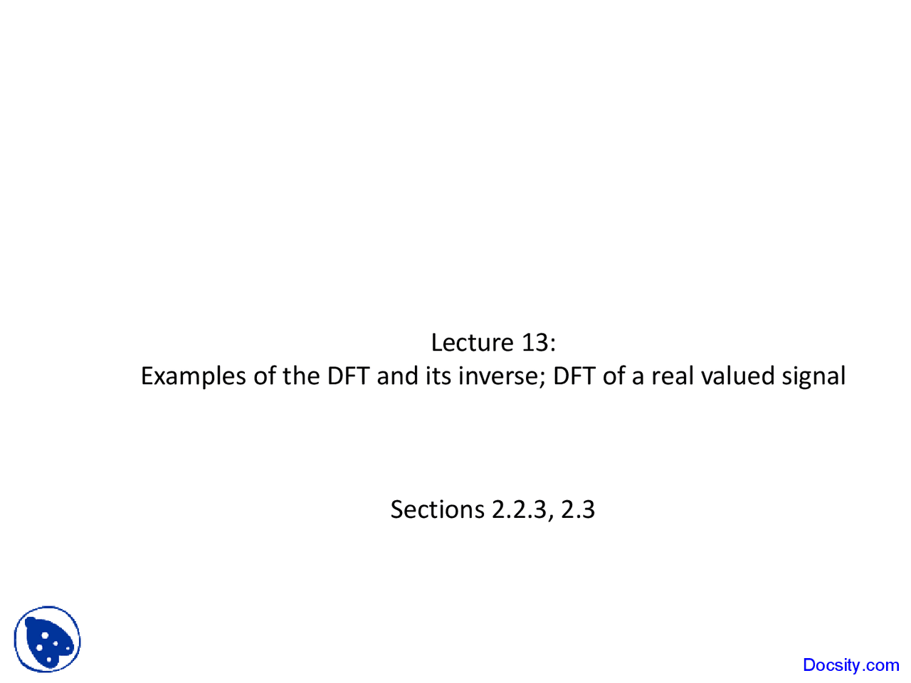Real Valued Signal Elements Of Discrete Signal Analysis Lecture