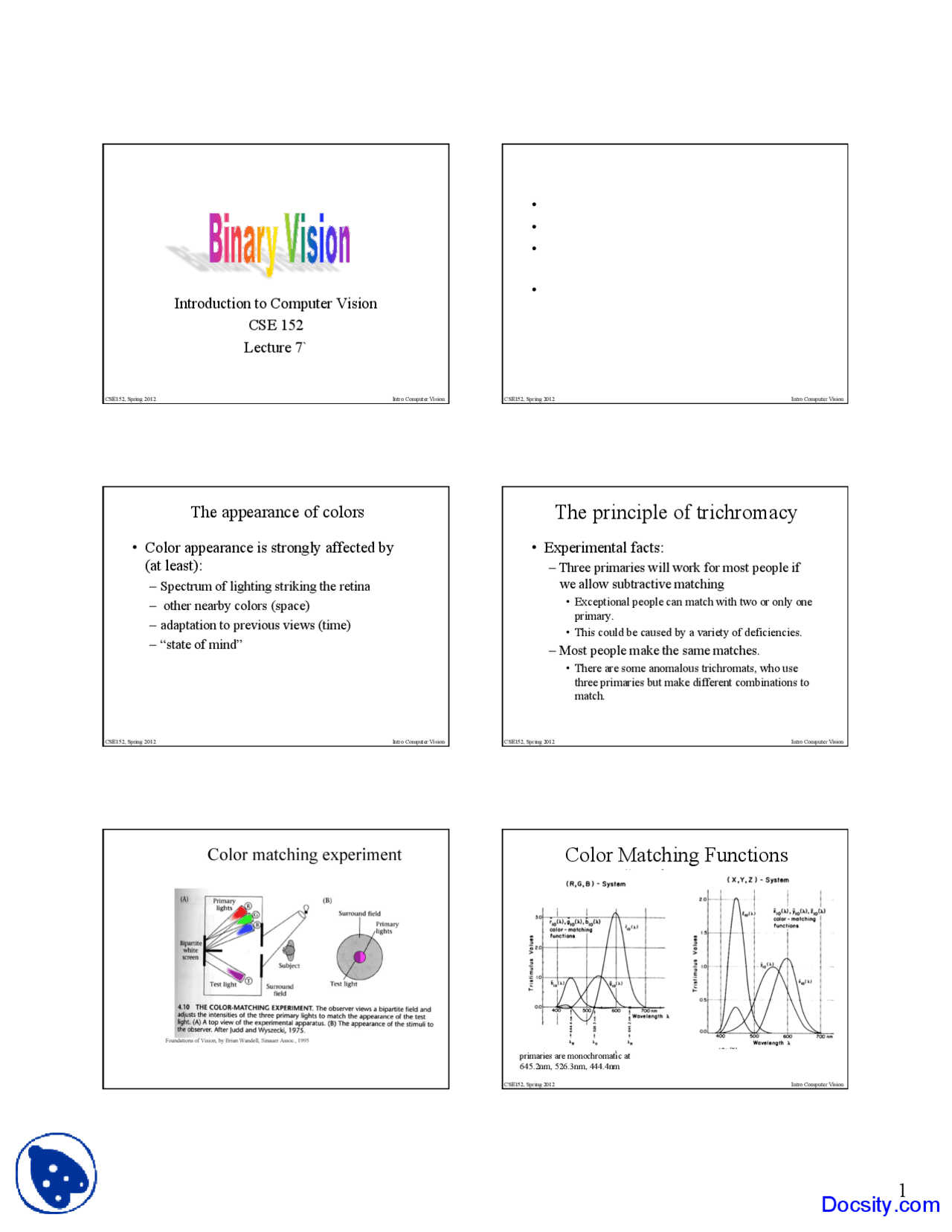 Appearance Of Colors Introduction To Computer Vision Lecture Slides