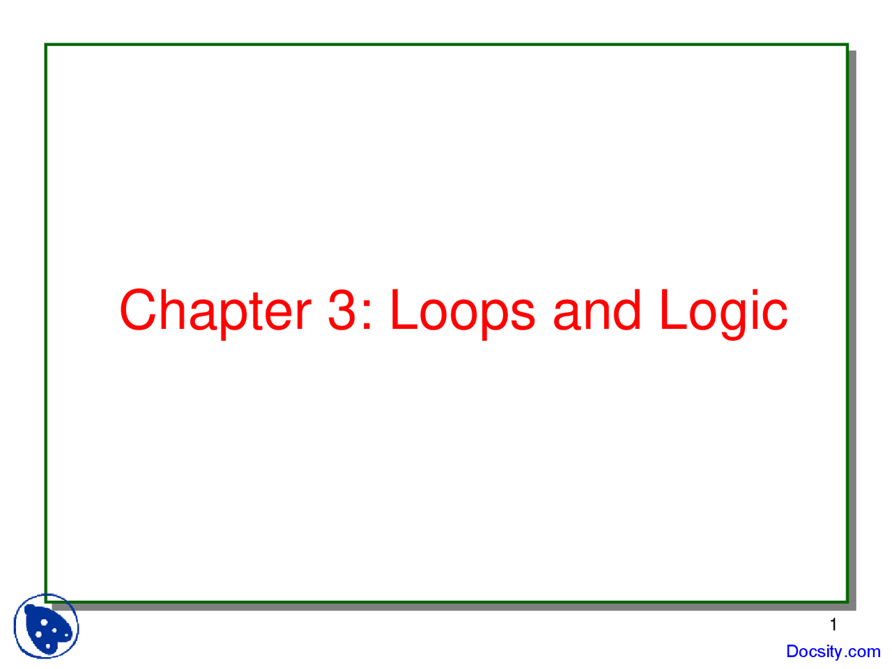 Loops And Logic Object Oriented And Gui Programming Lecture Slides Docsity 5927