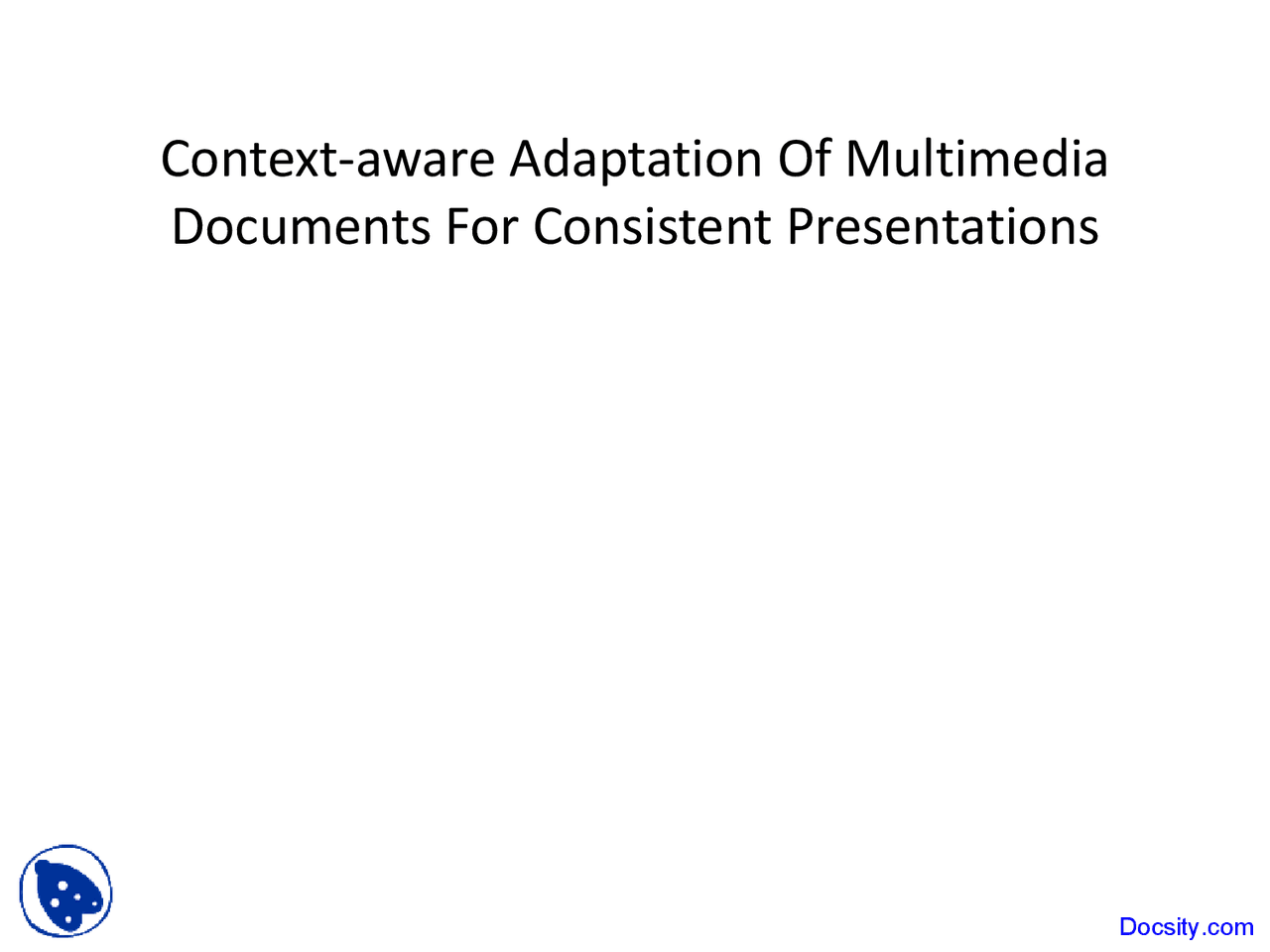 Context Aware Adaptation Computer And Information Science Lecture Slides Docsity