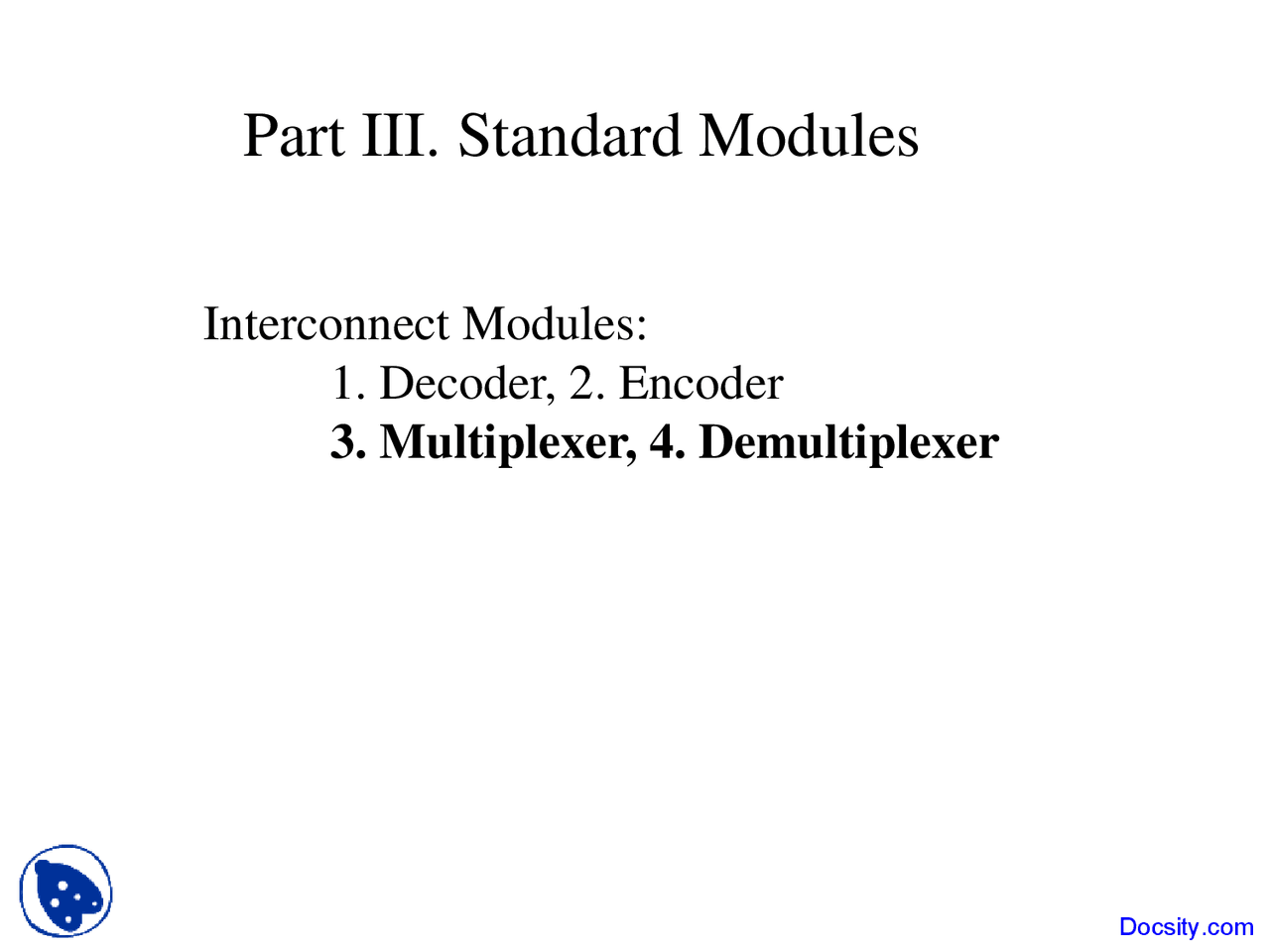 Standard Modules - Design Techniques for Digital Systems - Lecture ...
