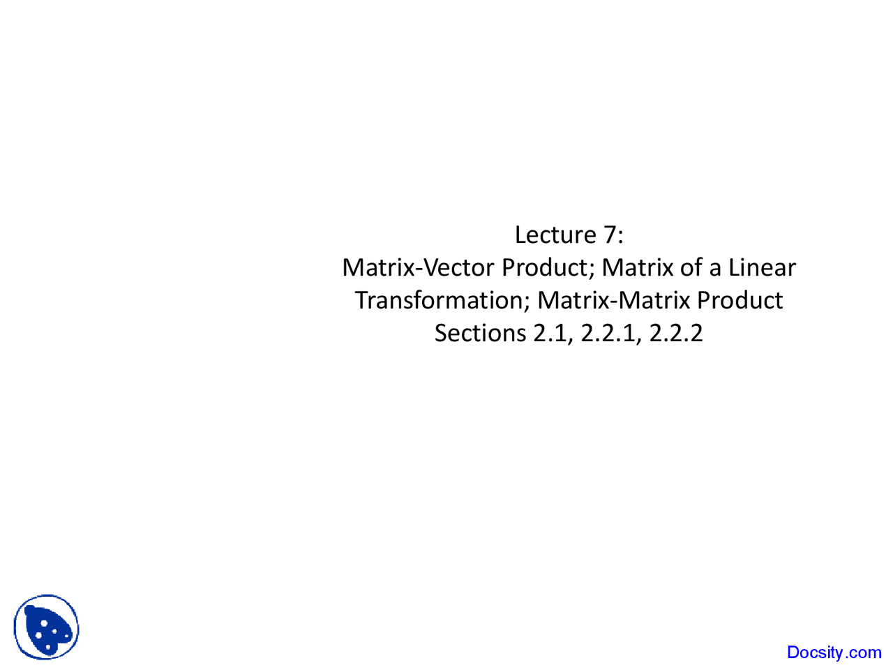 Matrix Vector Product Elements Of Discrete Signal Analysis Lecture