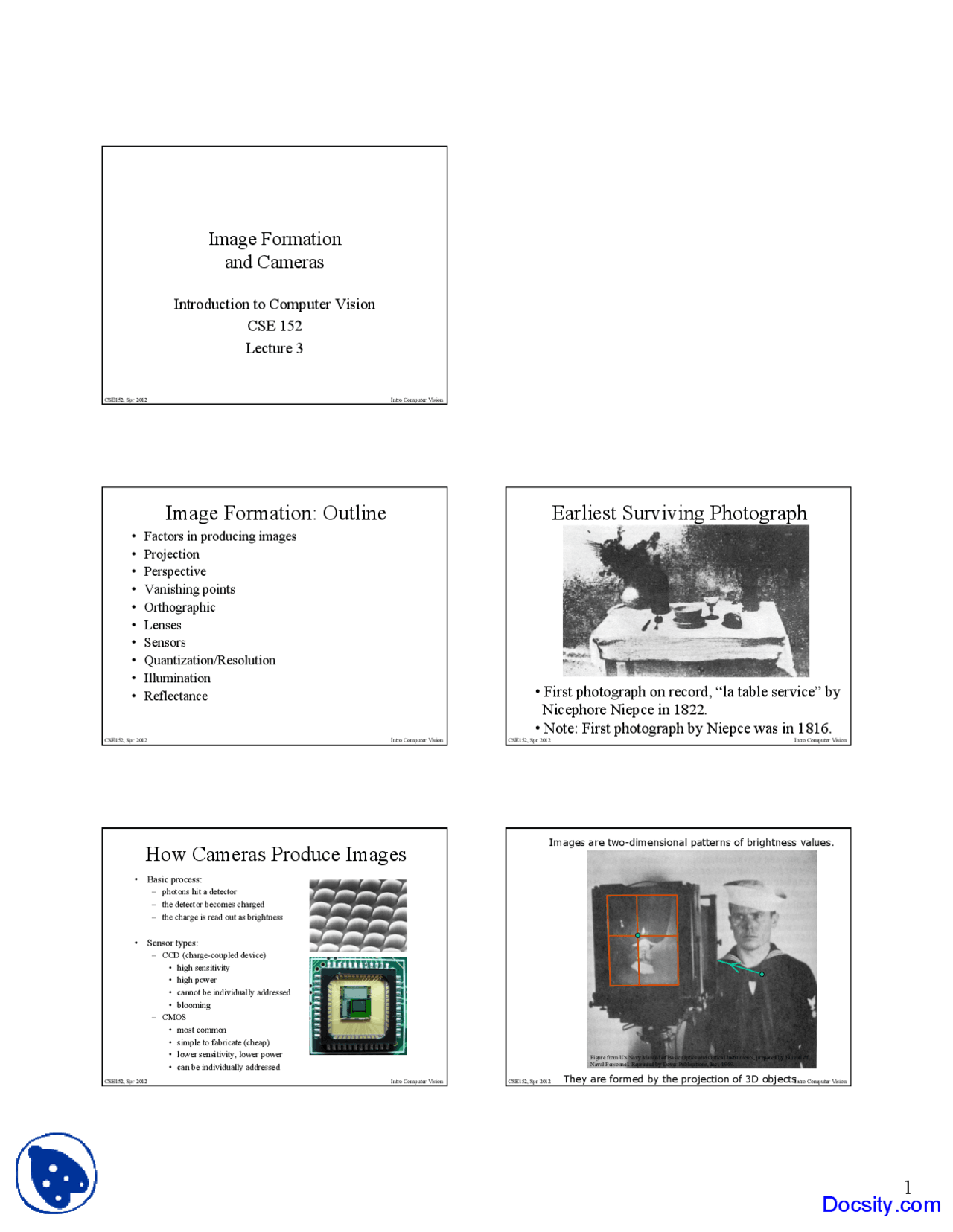 Image Formation Introduction To Computer Vision Lecture Slides