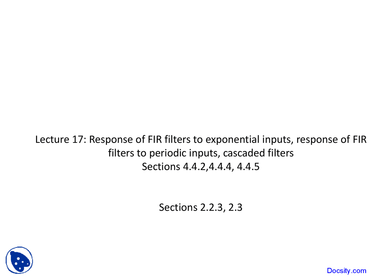 Exponential Inputs - Elements of Discrete Signal Analysis - Lecture ...