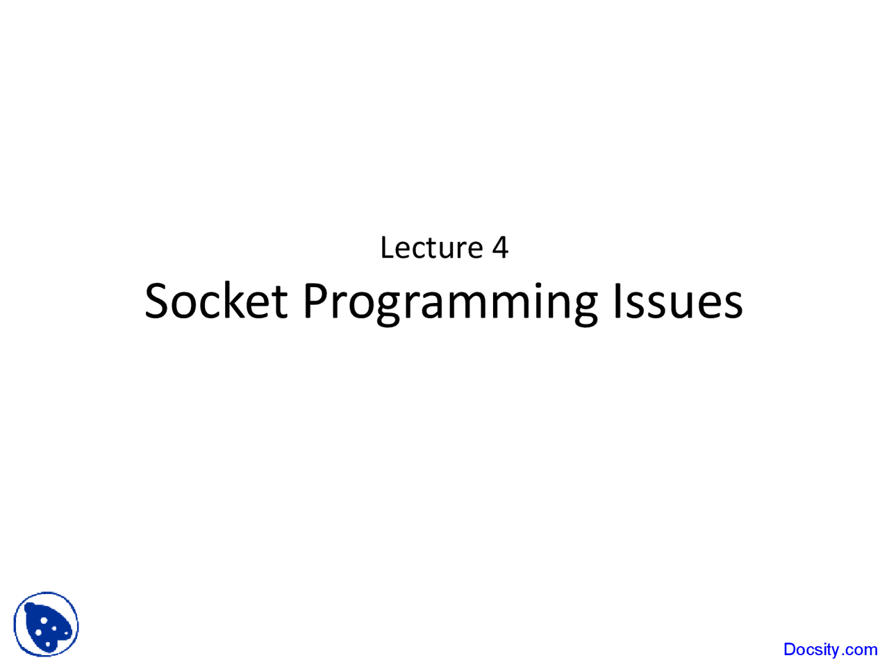 Socket Programming Issues Computer Network Systems Lecture Slides 8615