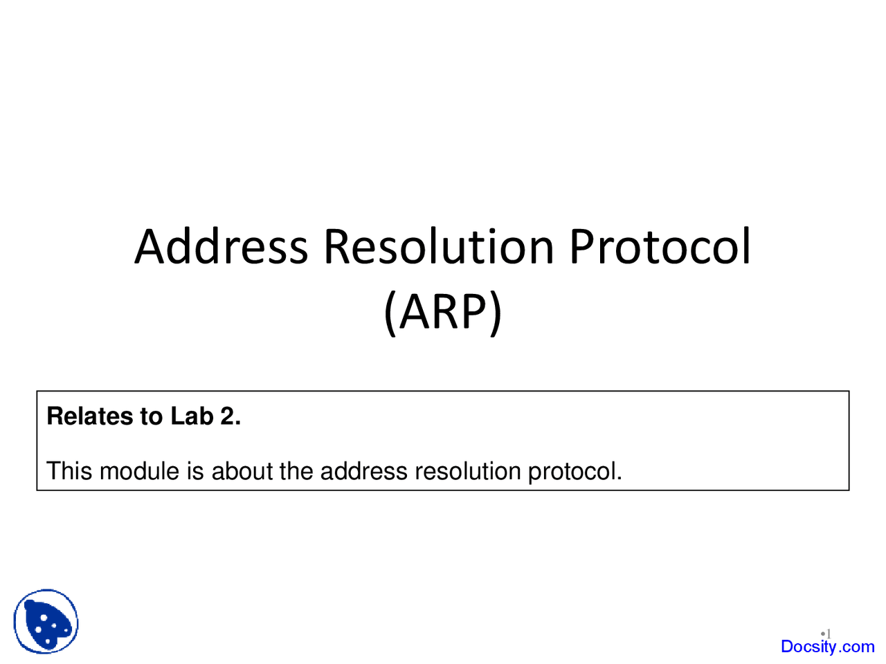 Address Resolution Protocol Internet Lecture Slides Docsity