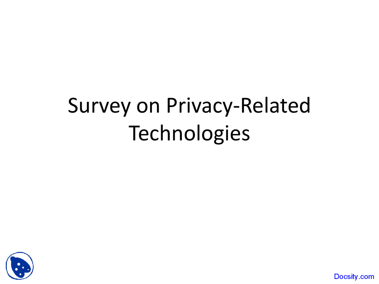 Privacy Related Technologies Wireless Networks Lecture Slides Docsity