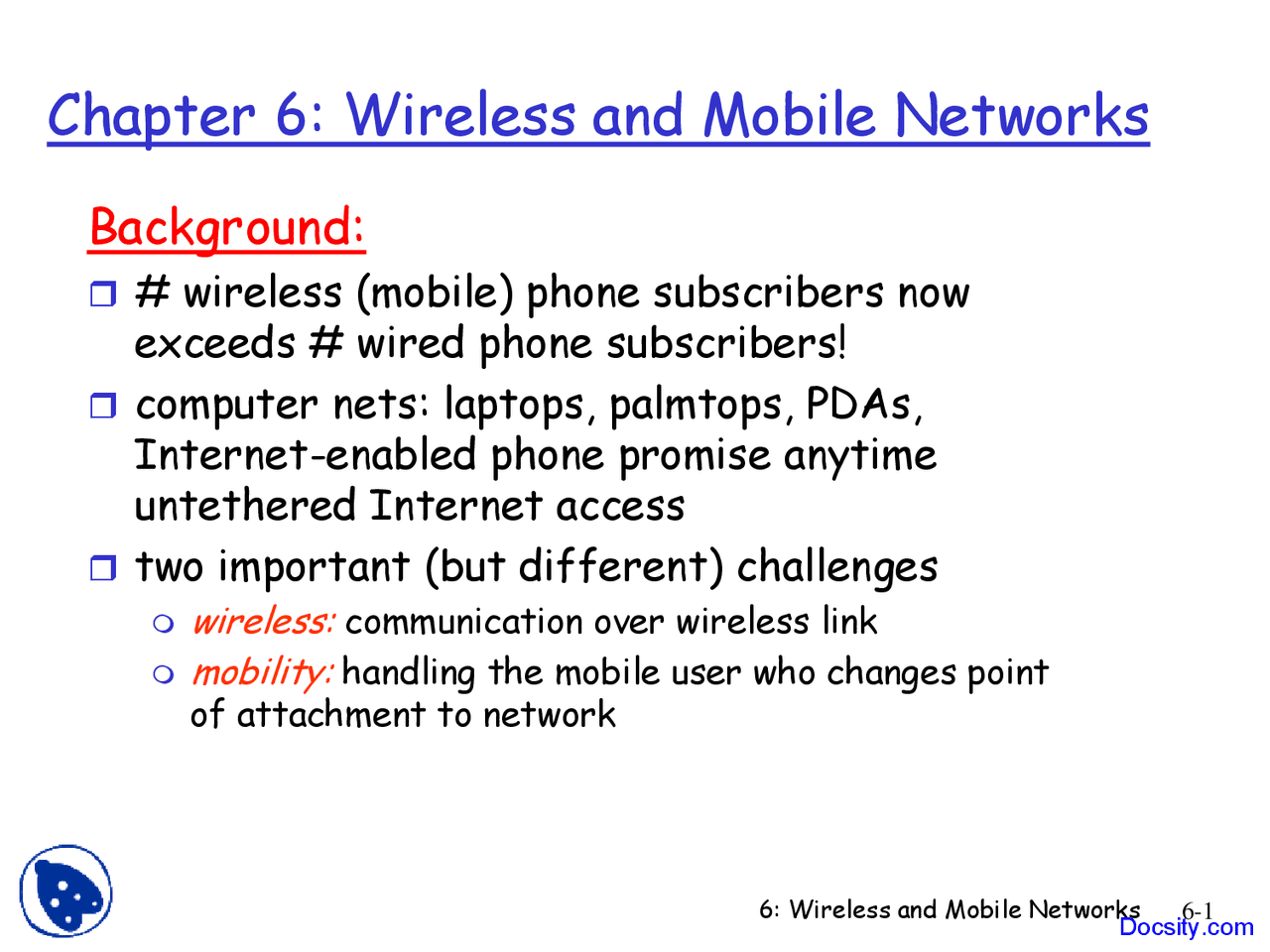 Phone Subscribers - Computer Networks Fundamentals - Lecture Slides - Docsity