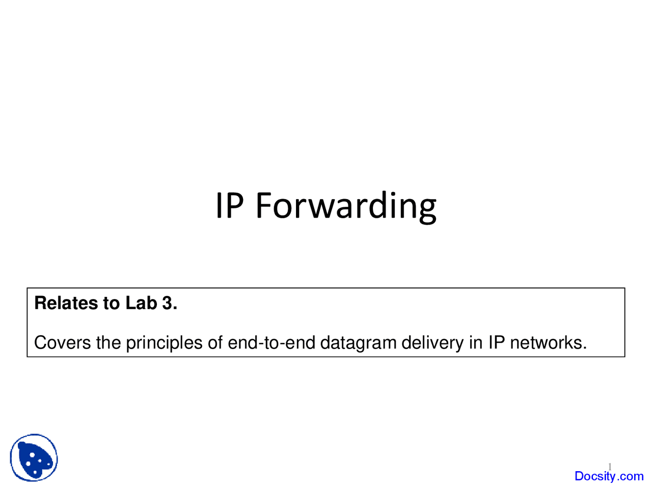 Ip Forwarding Internet Lecture Slides Docsity