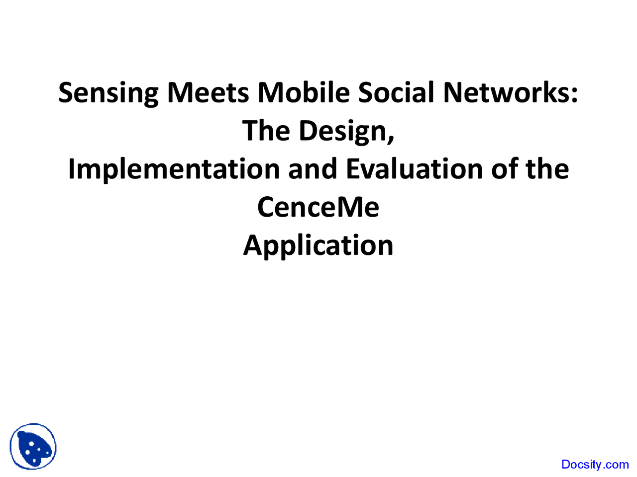 Sensing Wireless Networks Lecture Slides Docsity