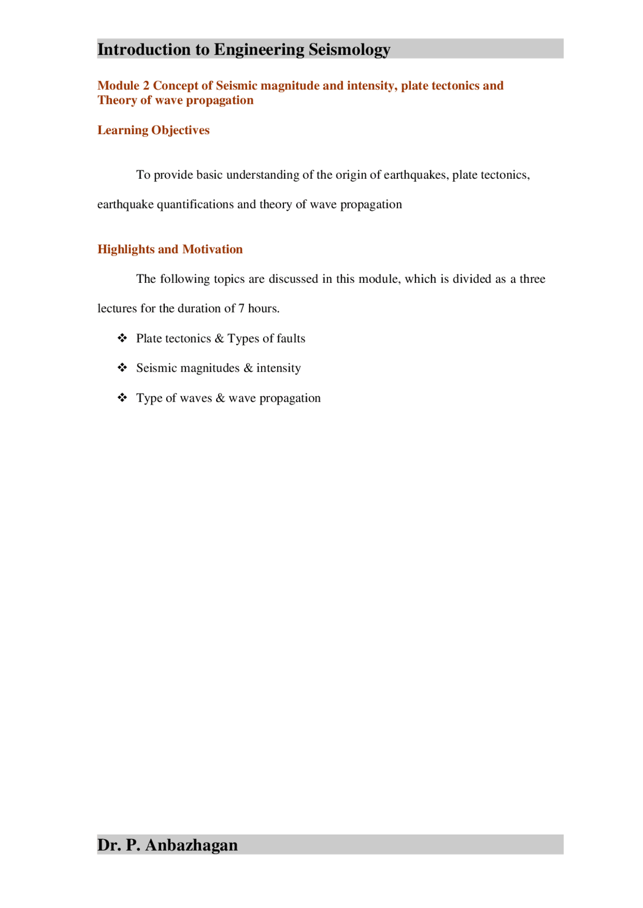 Wave Propagation Introduction To Engineering Seismology Lecture