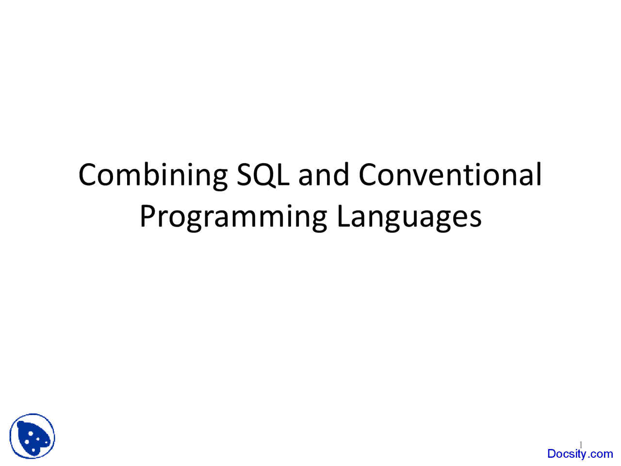 Programming Languages - Database Systems - Lecture Slides - Docsity