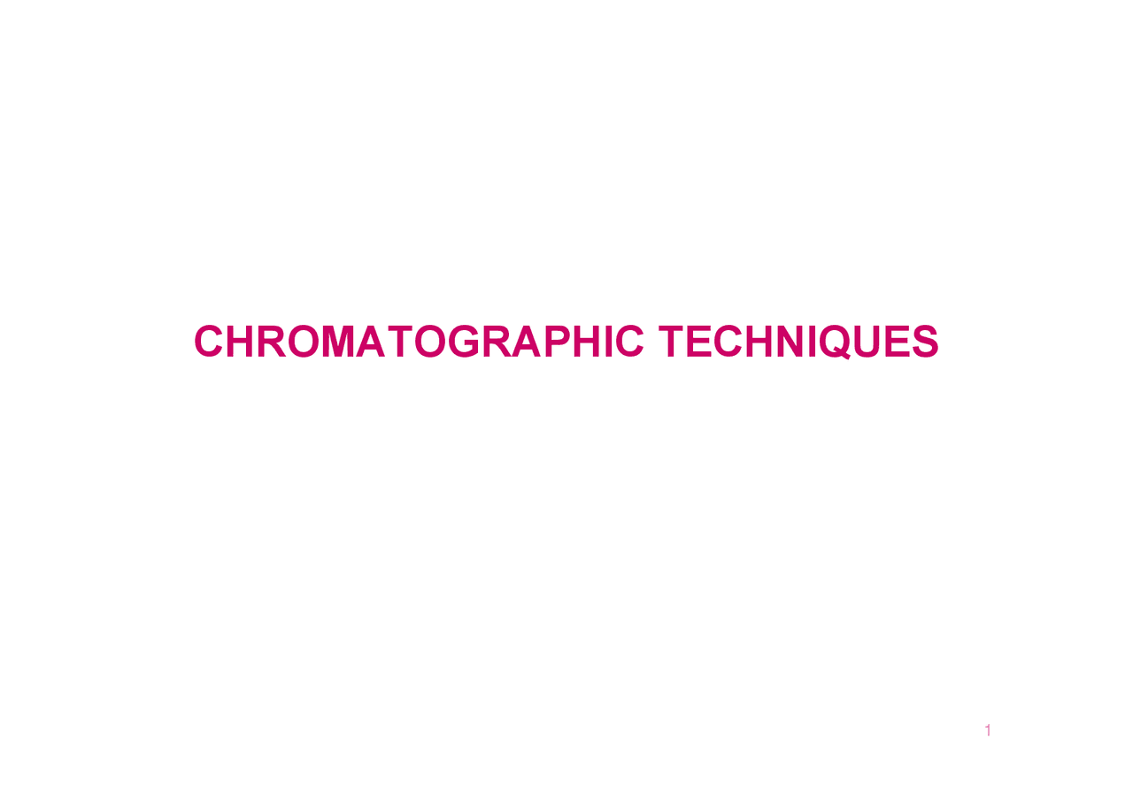 Chromatographic Techniques Modern Instrumental Methods Of Analysis