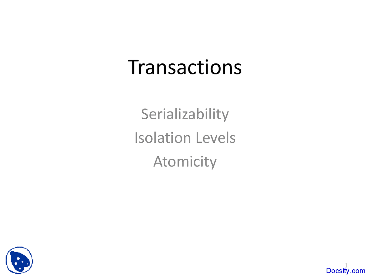 Serializability Database Systems Lecture Slides Docsity