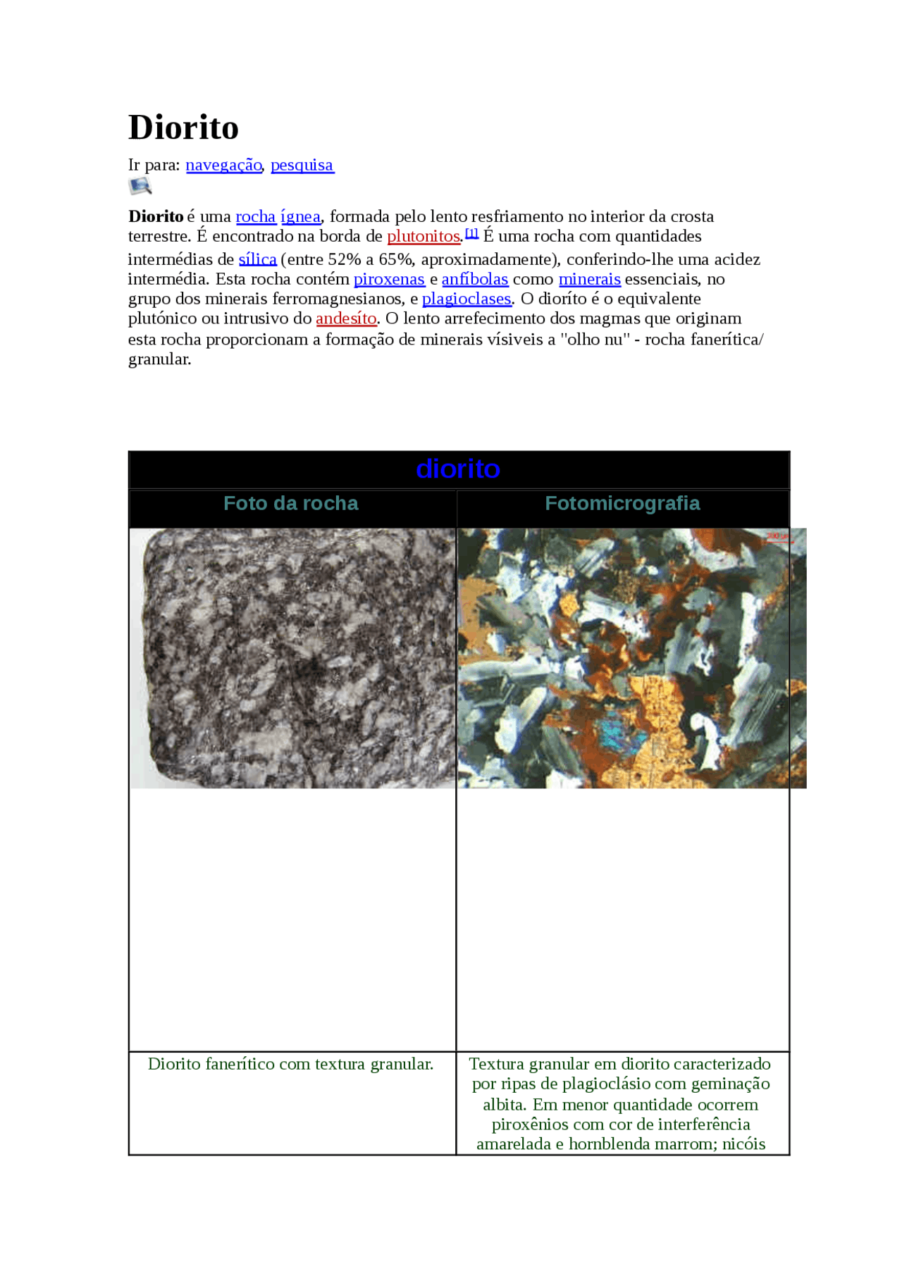 Diorito - Apostilas - Geologia - Docsity