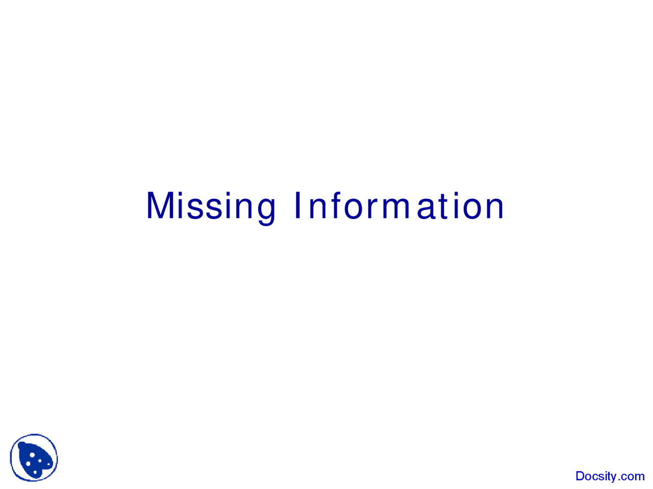 Missing Information Database Systems Lecture Slides Slides