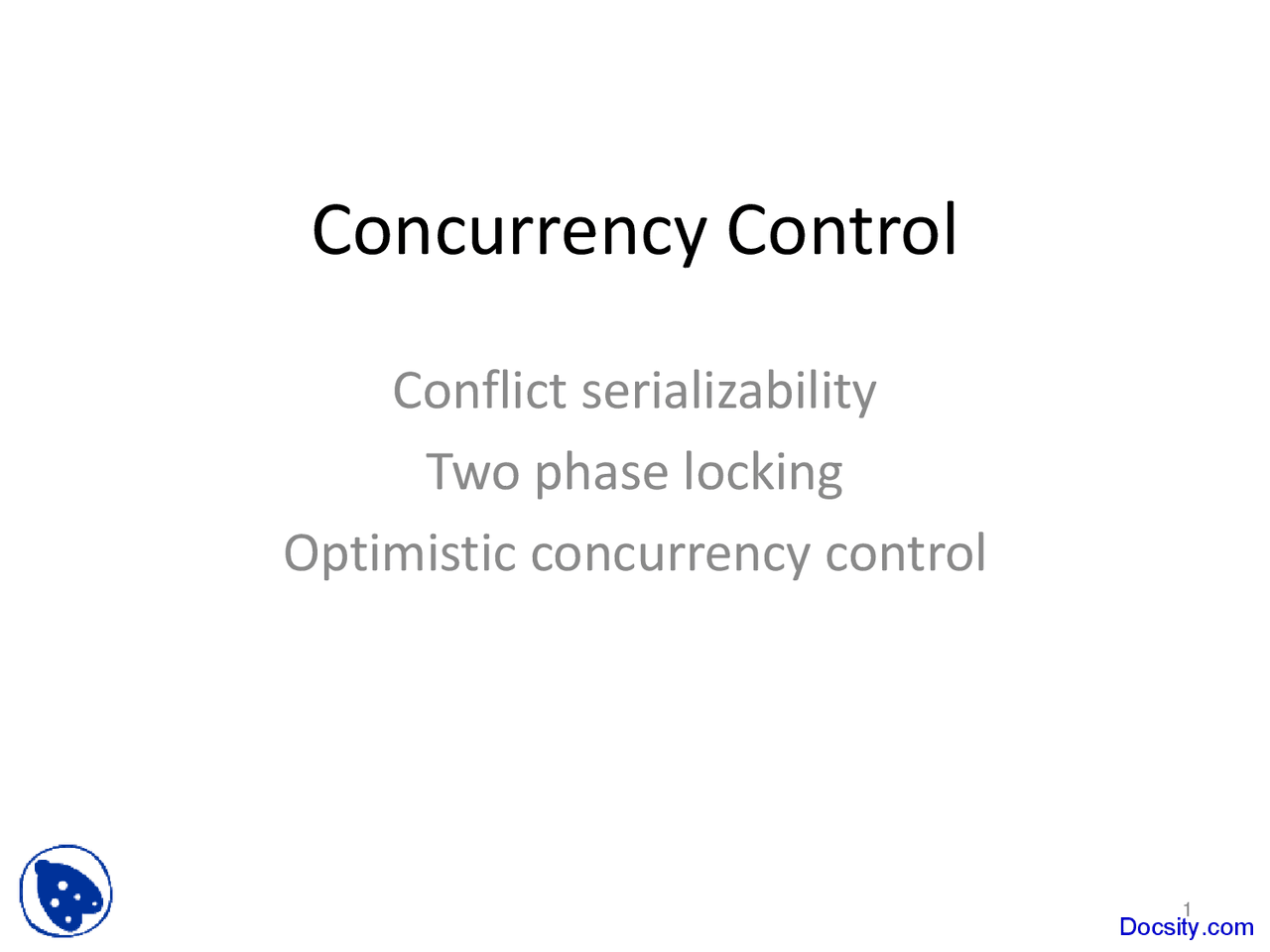 Concurrency Control Database Systems Lecture Slides Docsity