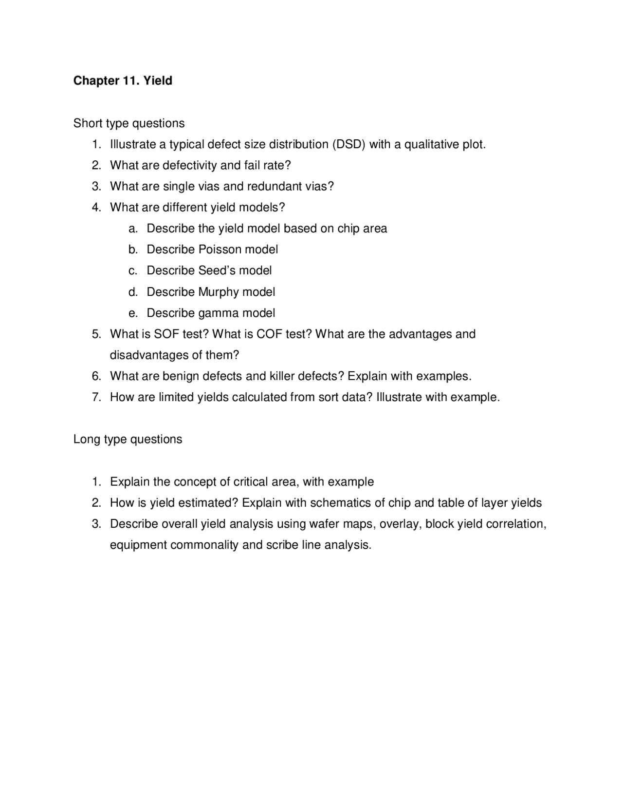 Yield Models Introduction To Microelectronic Fabrication Processes Lecture Notes Docsity