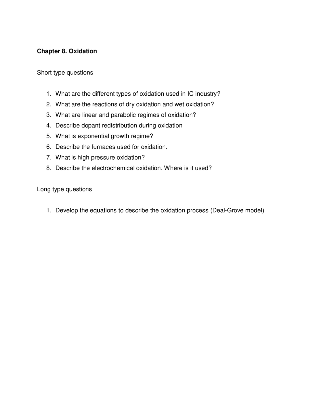 Wet Oxidation Introduction To Microelectronic Fabrication Processes