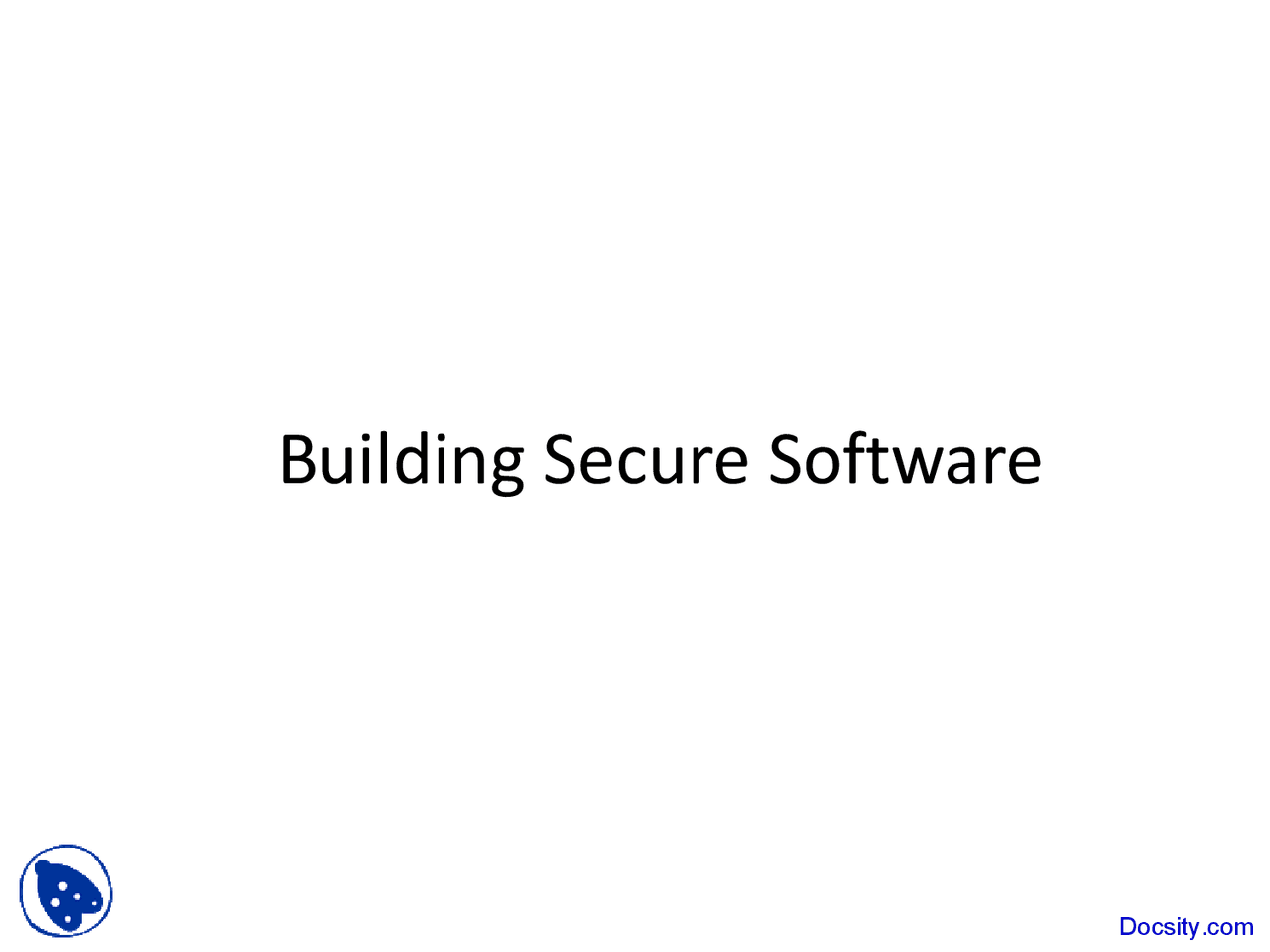 Building Secure Software - Building Secure Software - Lecture Slides ...