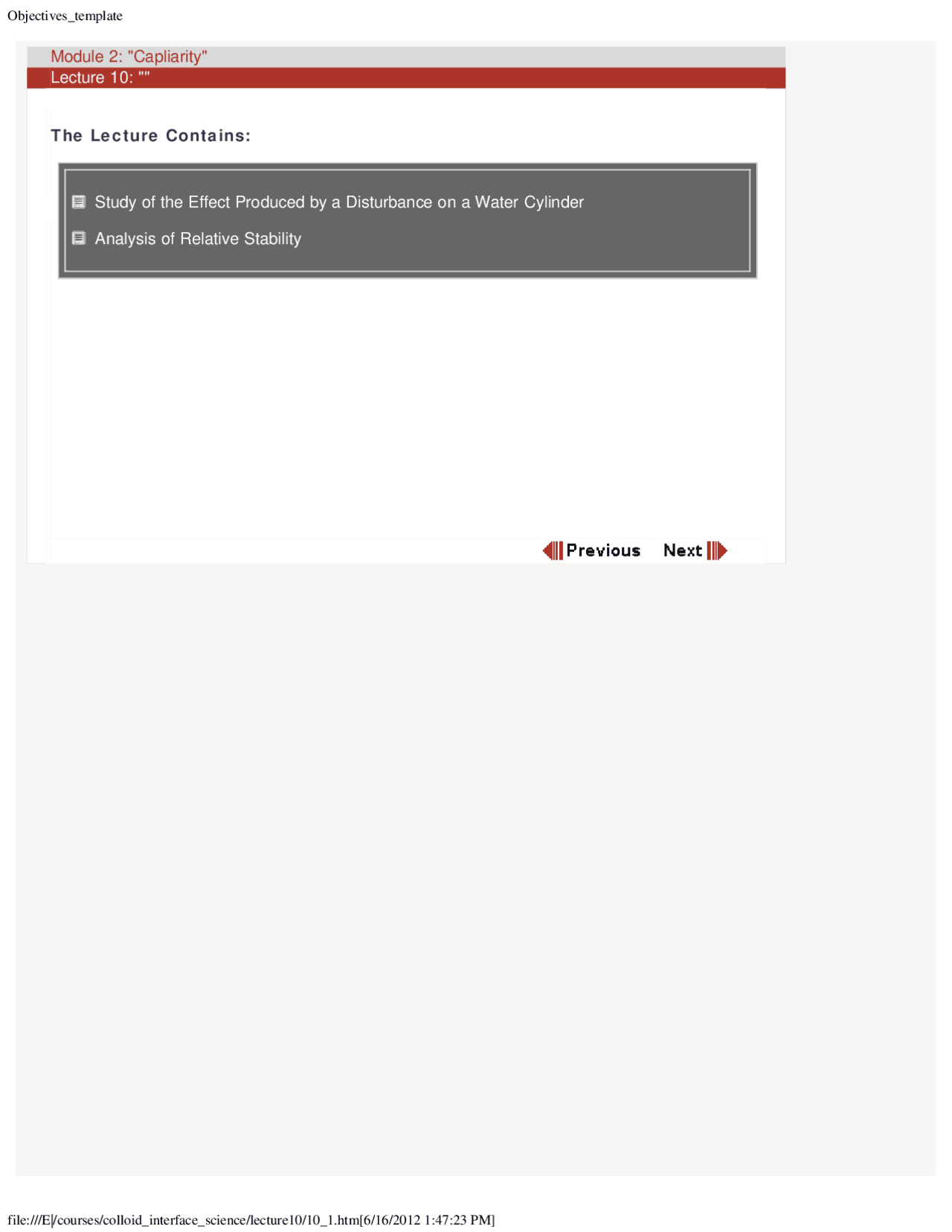 Water Cylinder - Introduction to Colloid and Interface Science and Engineering - Lecture Handout ...