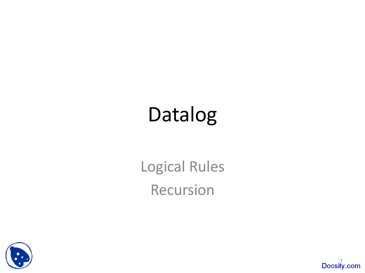 Datalog Database Systems Lecture Slides Docsity