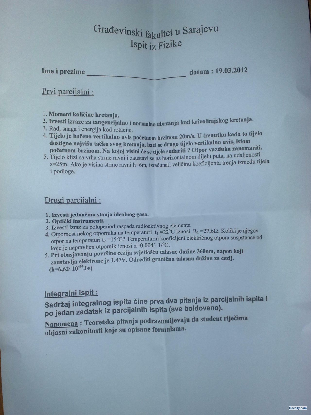 Vežbe 1 Skripta Fizika Građevinski Rezime Predlog Fizika Docsity