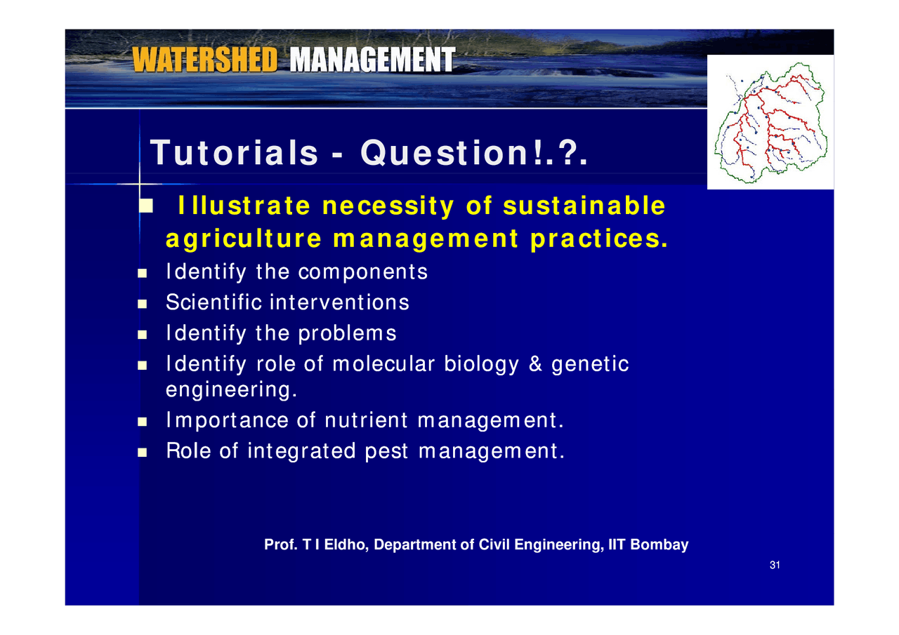 Agriculture Management Practices - Watershed Management - Tutorial ...